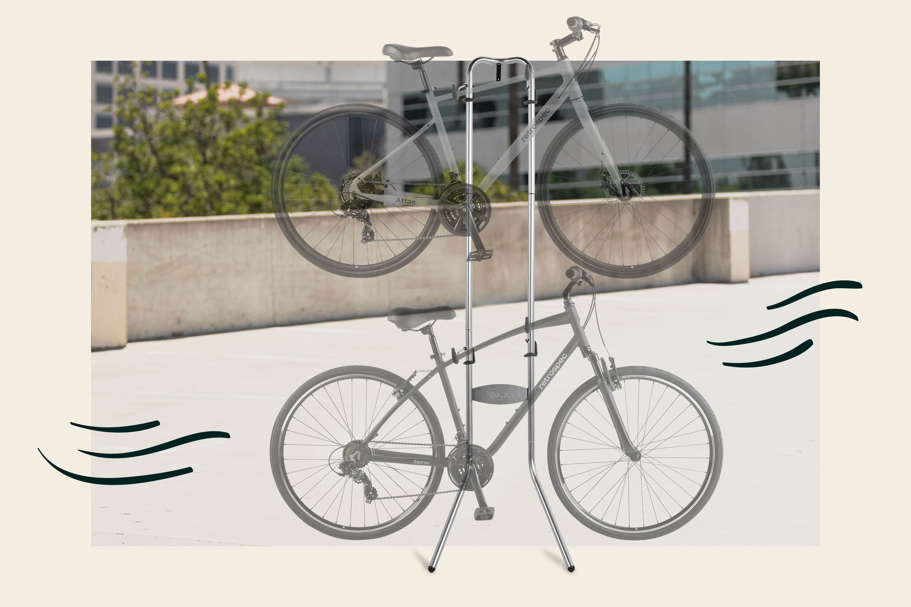 Double Decker Freestanding Garage Bike Rack | Retrospec